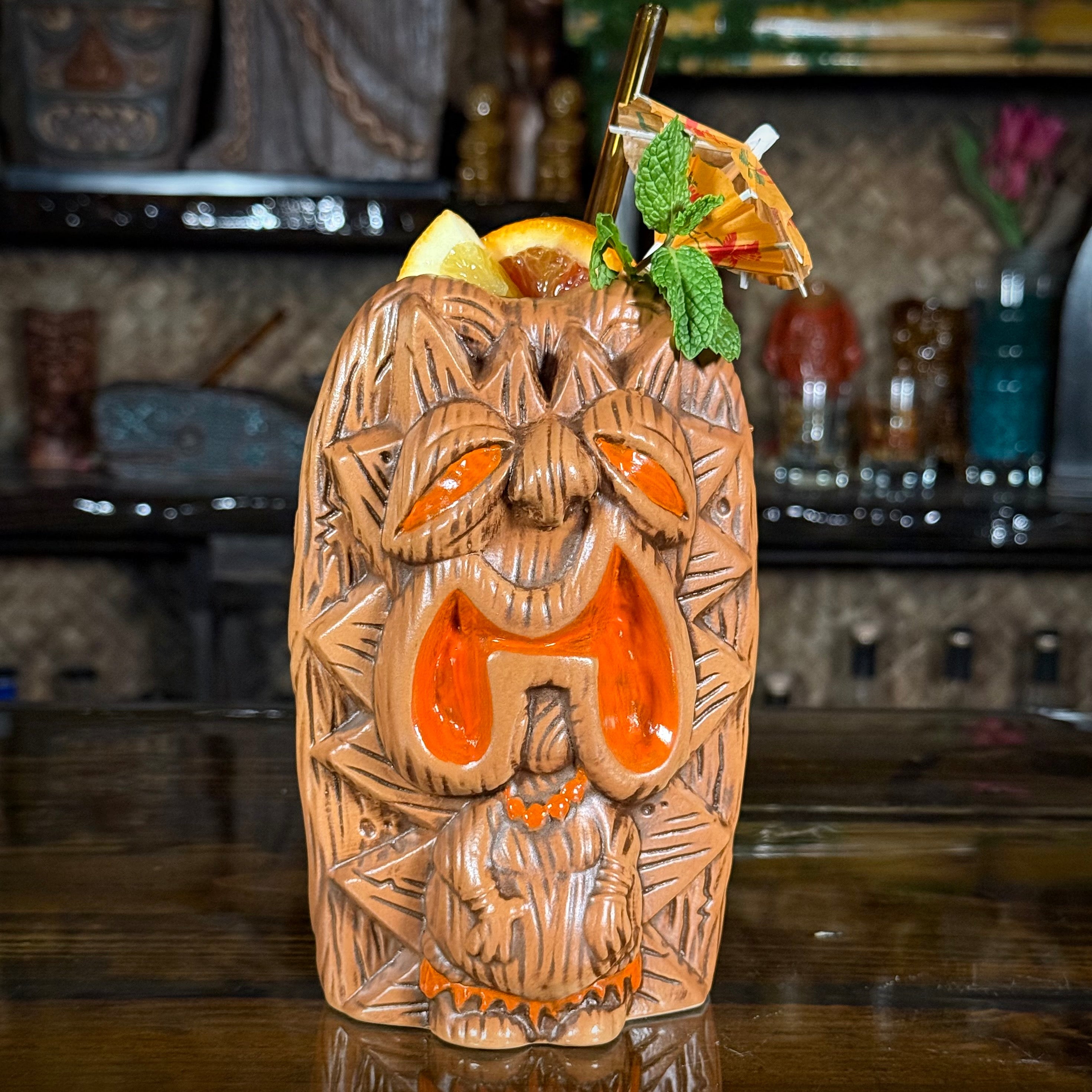 The Griper Tiki Mug (Orange) designed by Ken Ruzic, sculpted by Thor ...